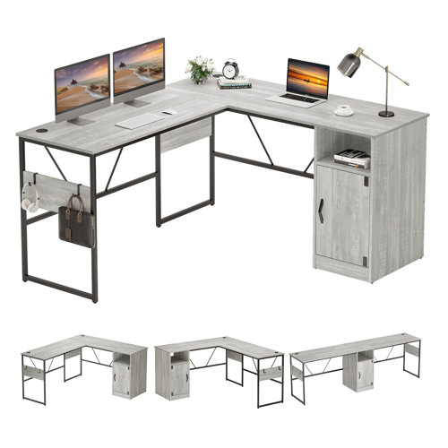 Zipcode Design™ Fulcher Corner Desk with File Cabinet Reversible Desks ... Zipcode Design™ Fulcher Corner Desk with File Cabinet Reversible Desks ...